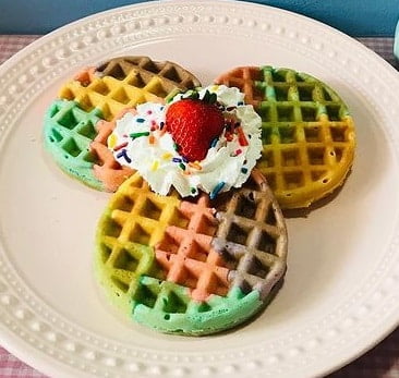 Receta de Waffles de Colores (Arcoíris) l Fácil y Rápida